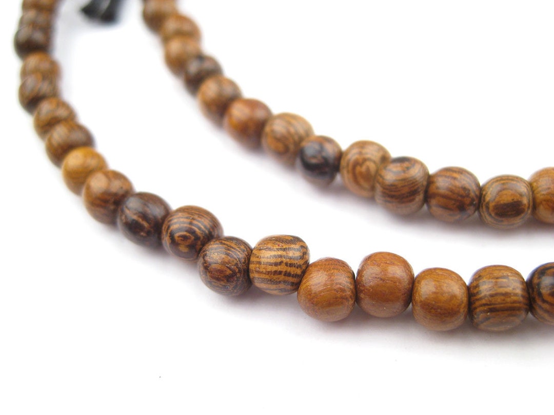 140 Round Grainy Wood Beads: Rustic Brown 5mm Shaped Ethnic Handmade ...