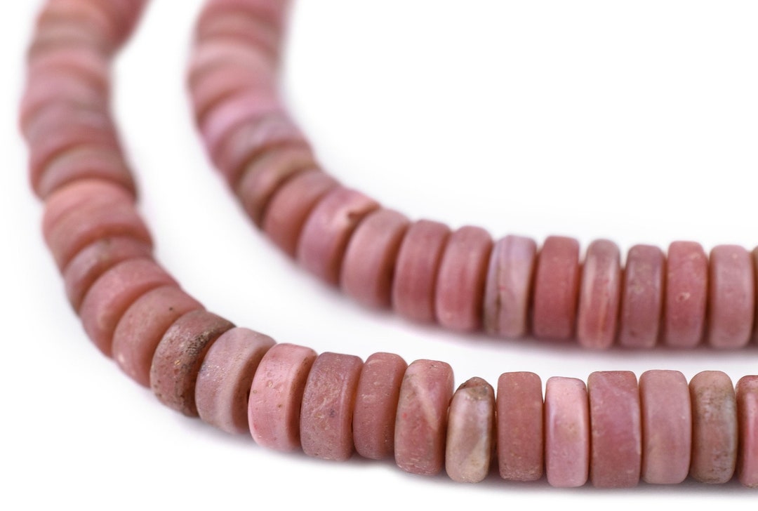 160 Vintage-style Pink Java Glass Button Beads 8mm: Pink Prosser Beads ...
