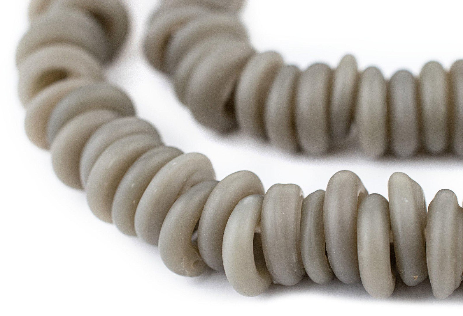 145 Groundhog Grey Annular Wound Dogon Beads 14mm: Glass Dogon Beads ...
