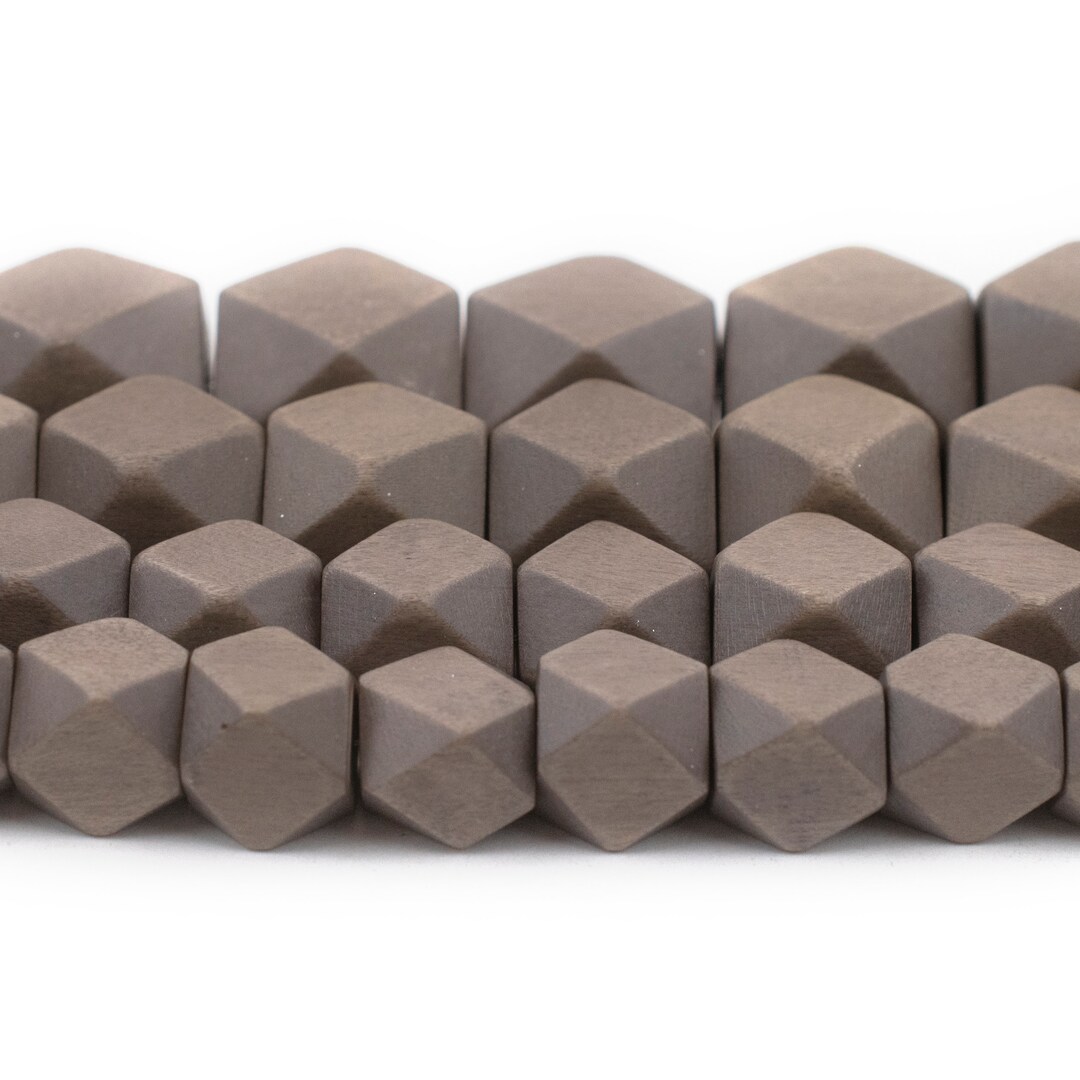 Brown Faceted Wood Beads: Cornerless Cube Beads, Diamond Cut Shape ...