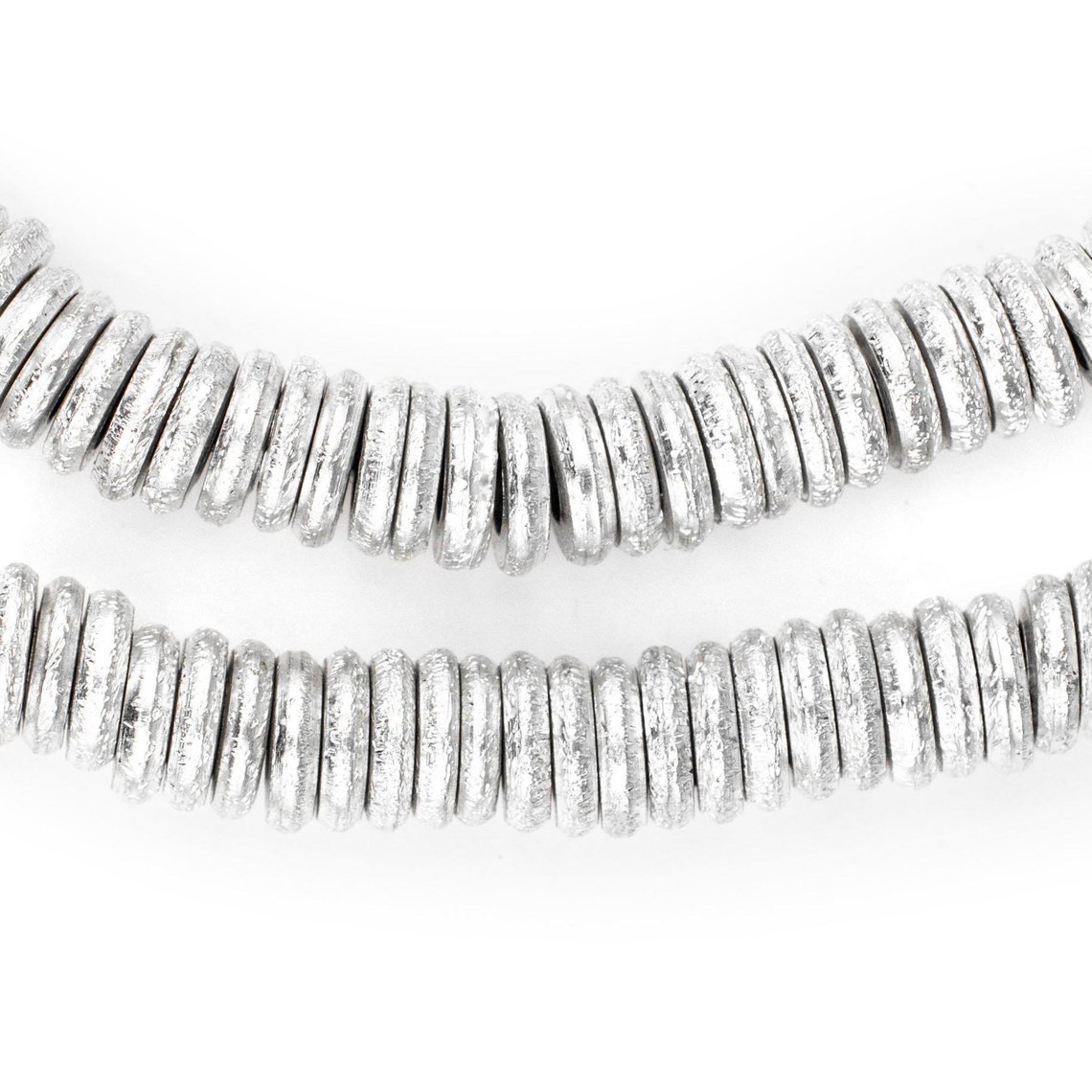 95 Silver Donut Beads 10mm: Ethnic Metal Beads Metal Spacer Beads ...