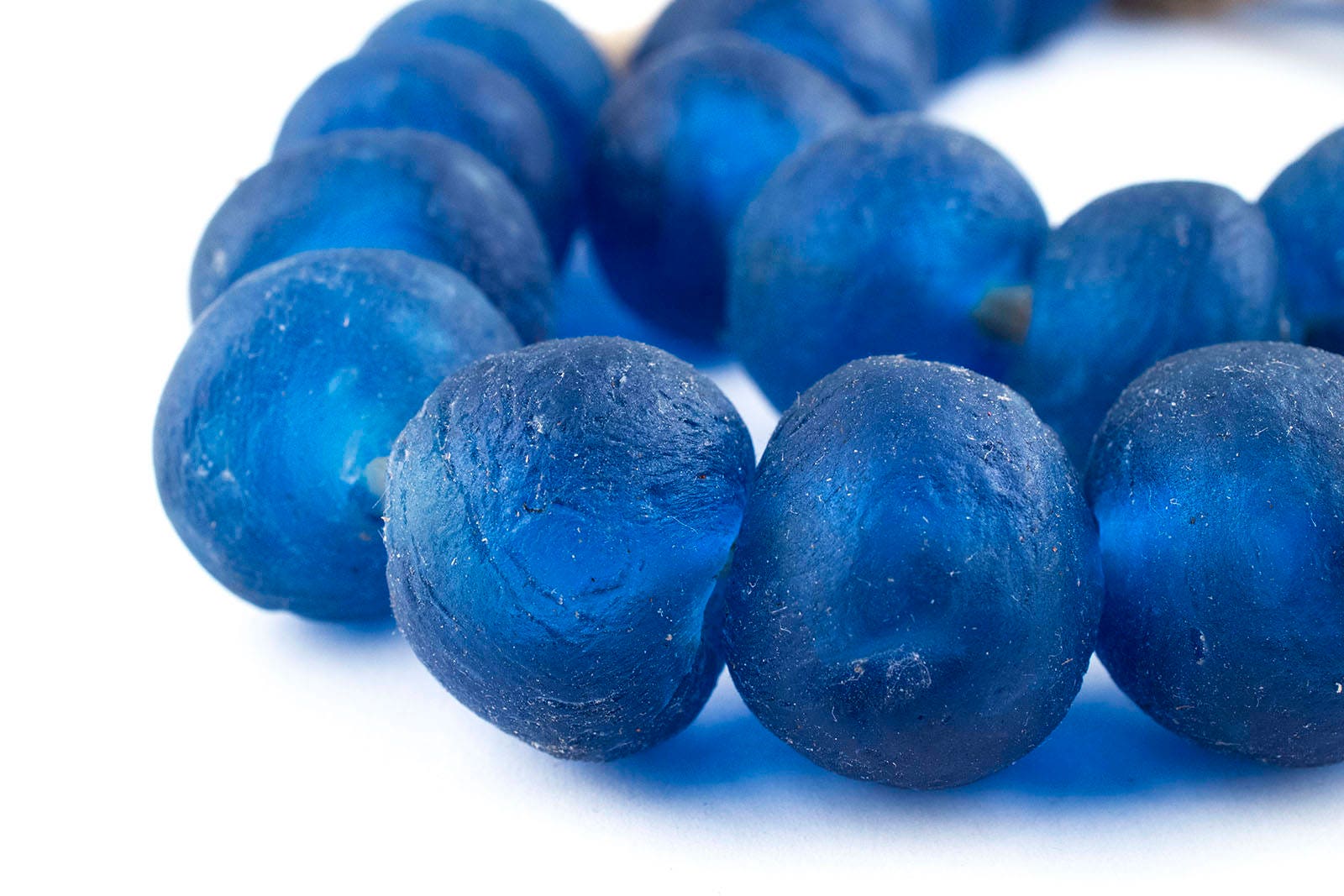 28-30 Jumbo Blue Recycled Glass Beads - African Wall Hanging - Ethnic ...