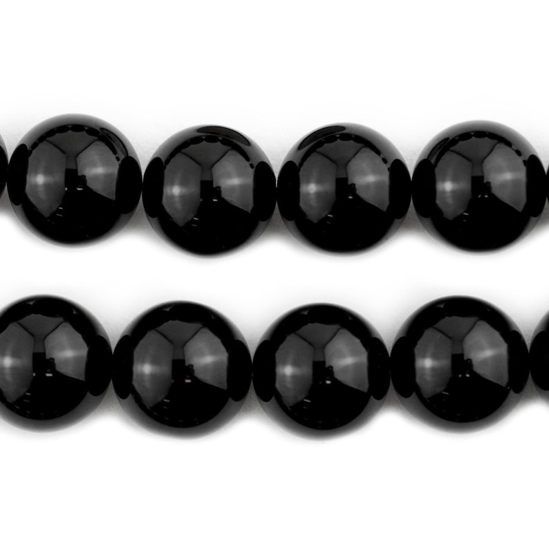 Luxurious Glossy Black Jet Beads: 10mm Semi-precious Gemstones for ...