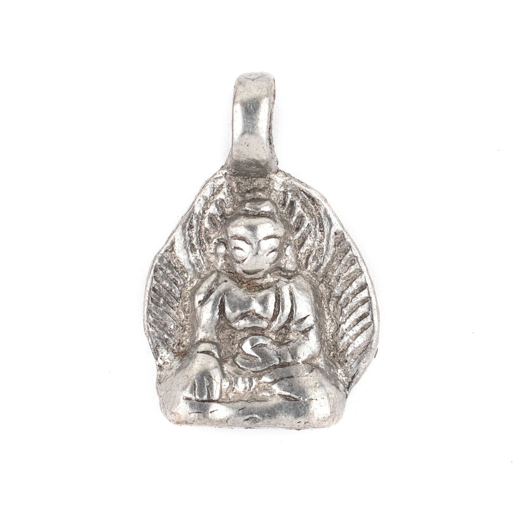 Silver Buddha Pendant 16x25mm: Handmade Tibetan Buddhist Pendant ...