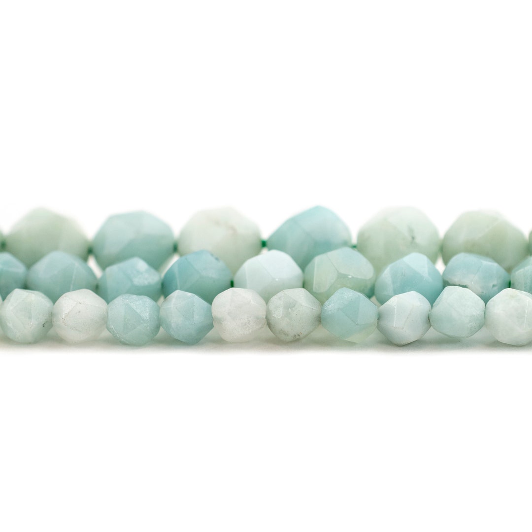 Faceted Diamond Cut Amazonite Beads: 6mm 8mm 10mm Natural Organic ...