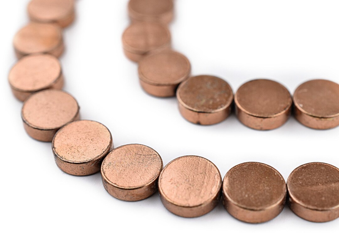 42 Circular Disk Copper Beads 10mm: Ethnic Metal Beads Metal Spacer ...