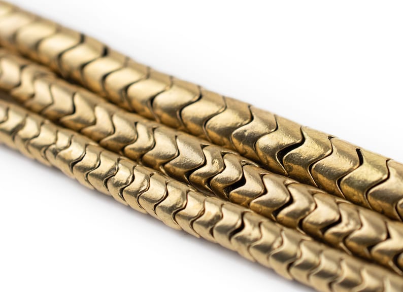 Brass Snake Vertebrae Beads: Interlocking Metal Wave Spacer Beads ...