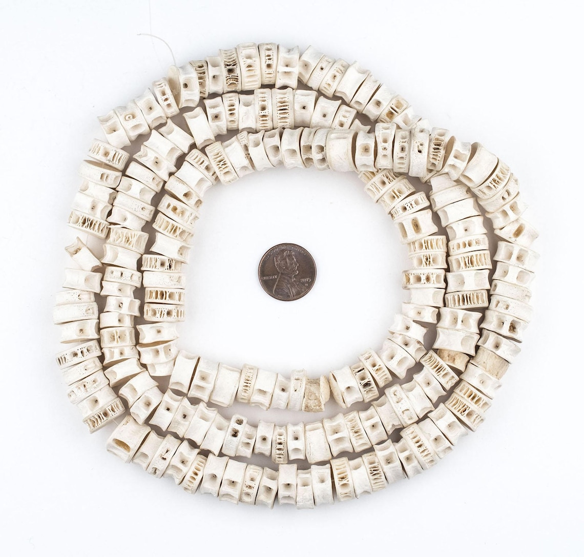 175 Fish Bone Beads: Bone Cylinder Beads White Bone Beads 14mm - Etsy