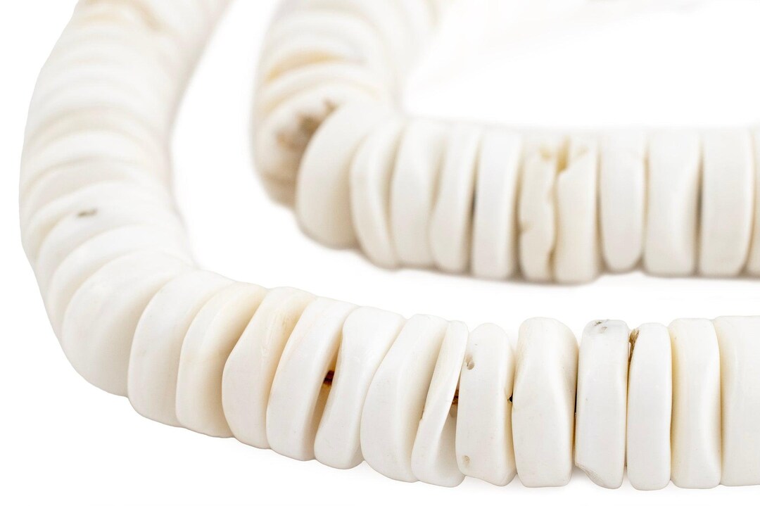 Naga Conch Shell Disk Beads, White 16mm, 24 Inch Strand, Artisan ...