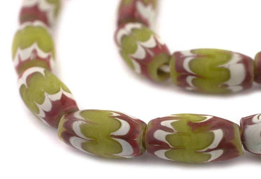 26 Lime Green Java Chevron Beads 16x10mm: Indonesian Java Beads ...