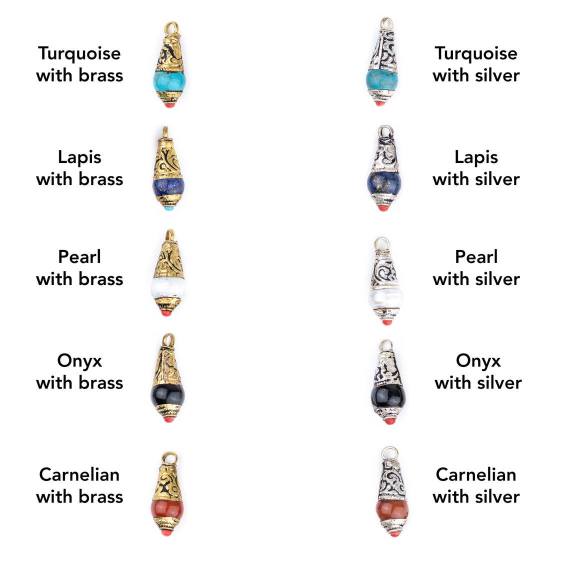 Capped Gemstone Locket Pendant: Nepali Stone Charm With Silver - Etsy