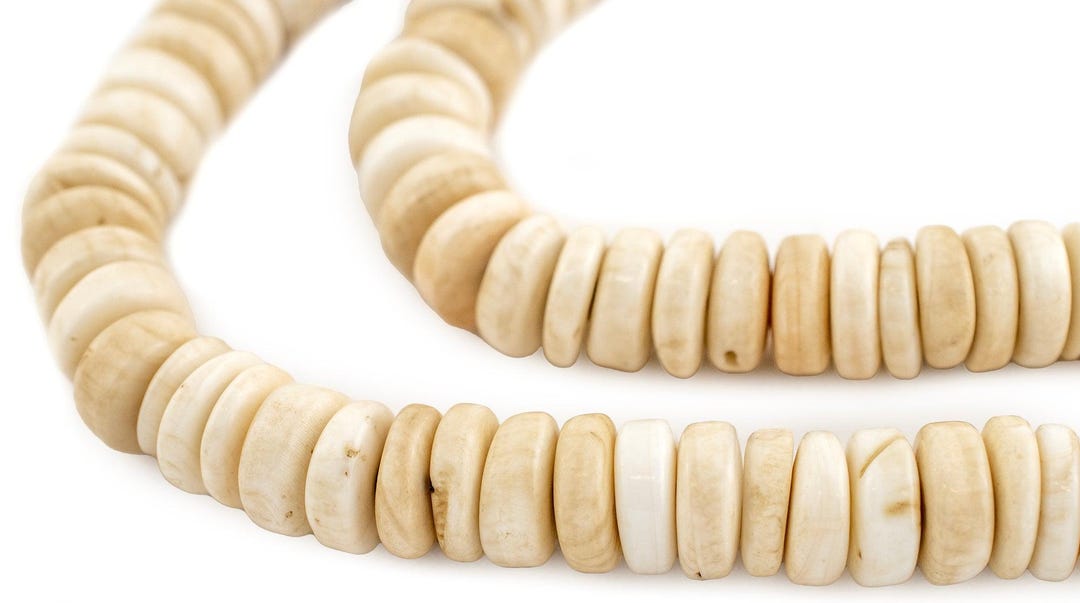 Vintage Style Naga Conch Shell Disk Beads, 10mm, 1 Strand, Approx. 115 ...