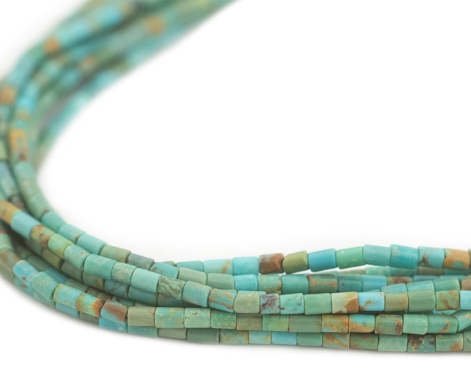139 Green Aqua Cylindrical Heishi Turquoise Beads 3x2mm: Turquoise Gemstone Turquoise Stone ...