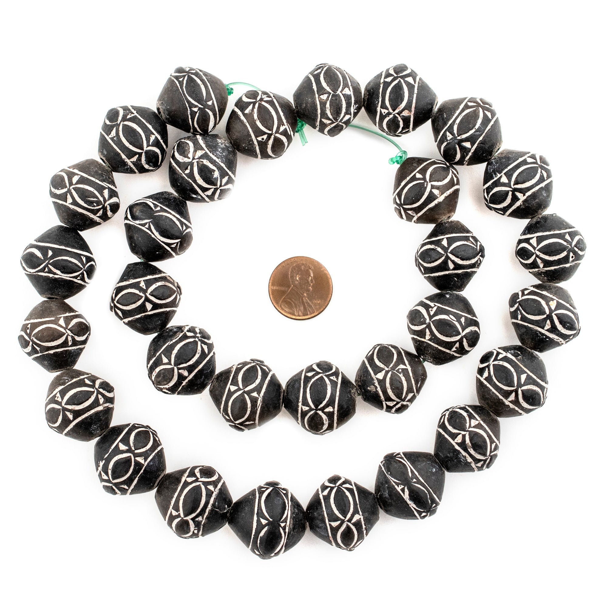 30 Tribal Design Bicone Black Mali Clay Beads 20mm: Terra Cotta Beads ...