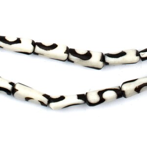 50 Traditional Batik Bone Beads: Dyed Bone Beads Black and White Tribal ...