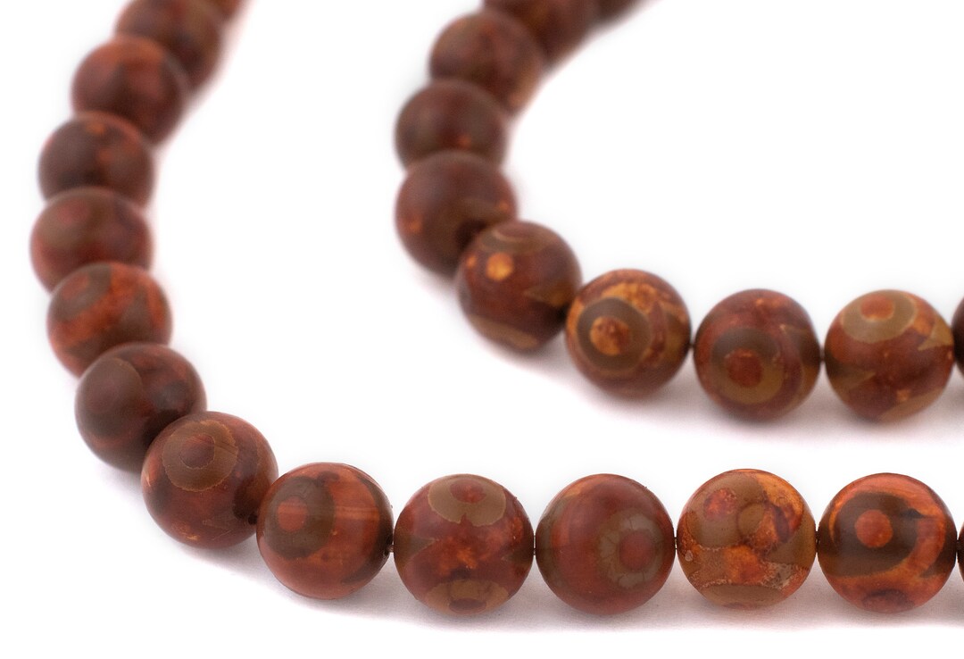 36 Round Tibetan Agate Beads - Matte Gemstone Beads - Natural Agate ...