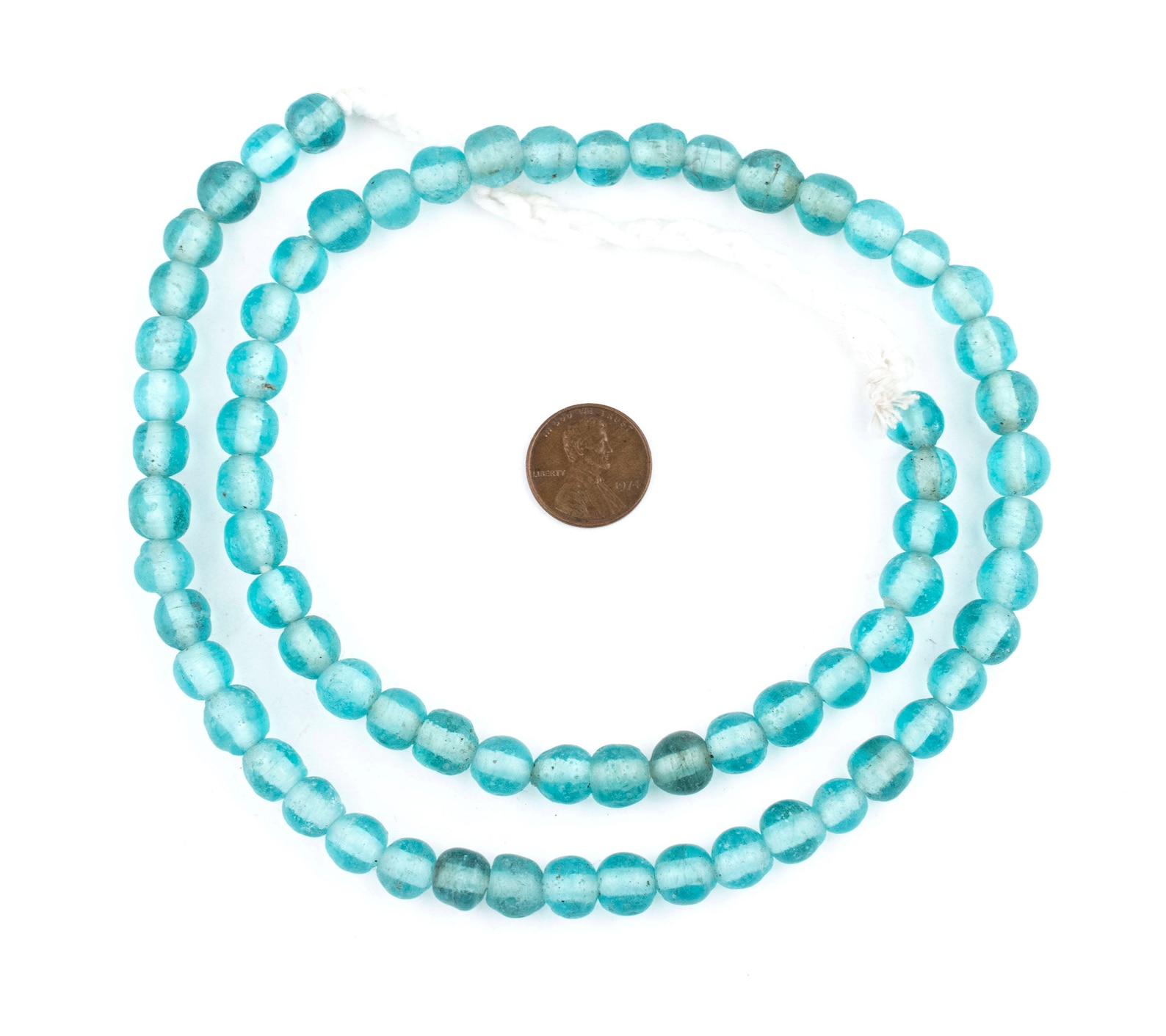 65 Clear Marine Ancient Style Java Glass Beads: Indonesian Beads Matte ...