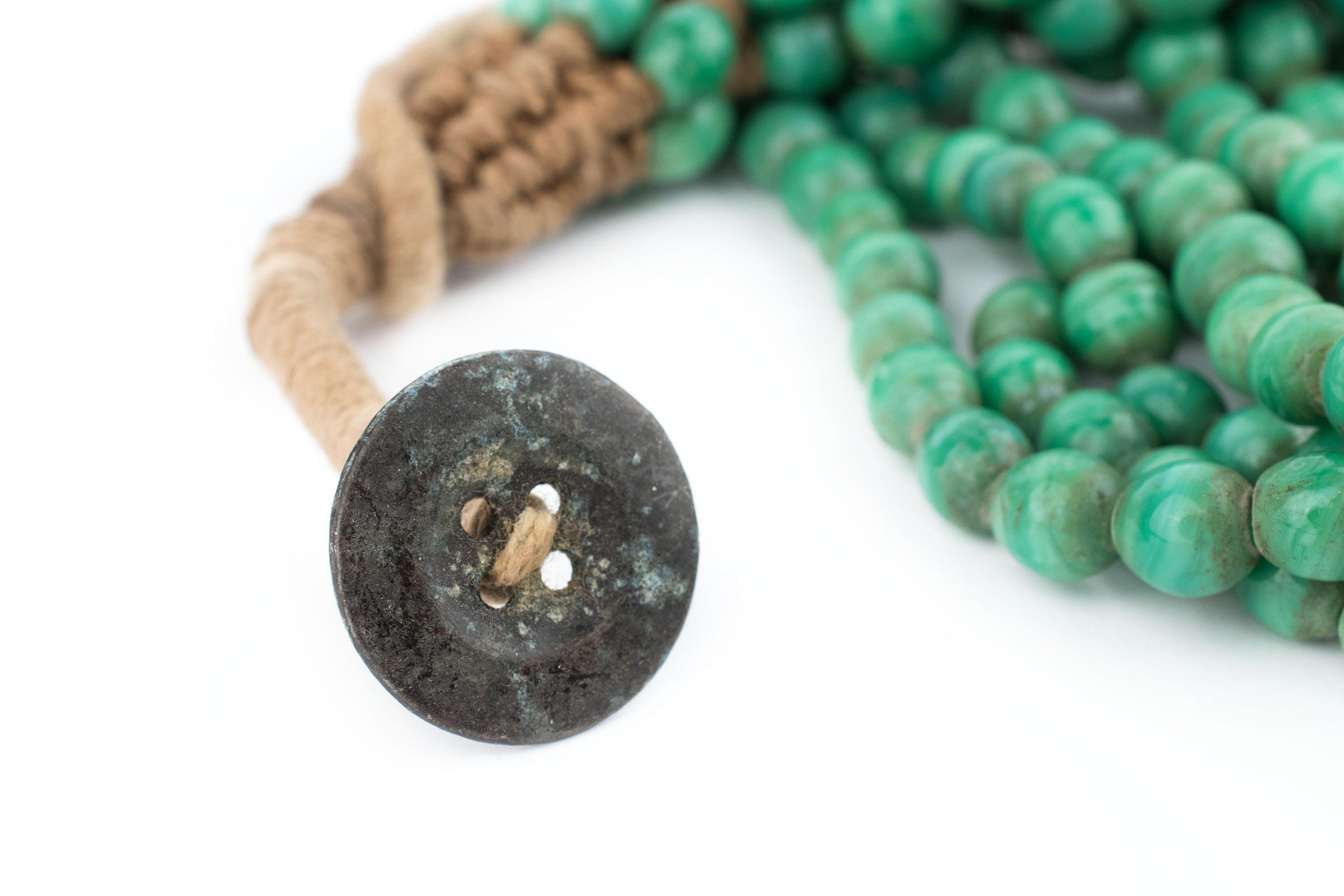 330 Green Aqua Naga Bead Necklace: Nepal Glass Beads Oval Shaped Beads ...