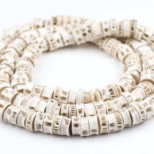 175 Fish Bone Beads: Bone Cylinder Beads White Bone Beads 14mm Bone ...