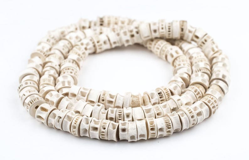 175 Fish Bone Beads: Bone Cylinder Beads White Bone Beads 14mm - Etsy