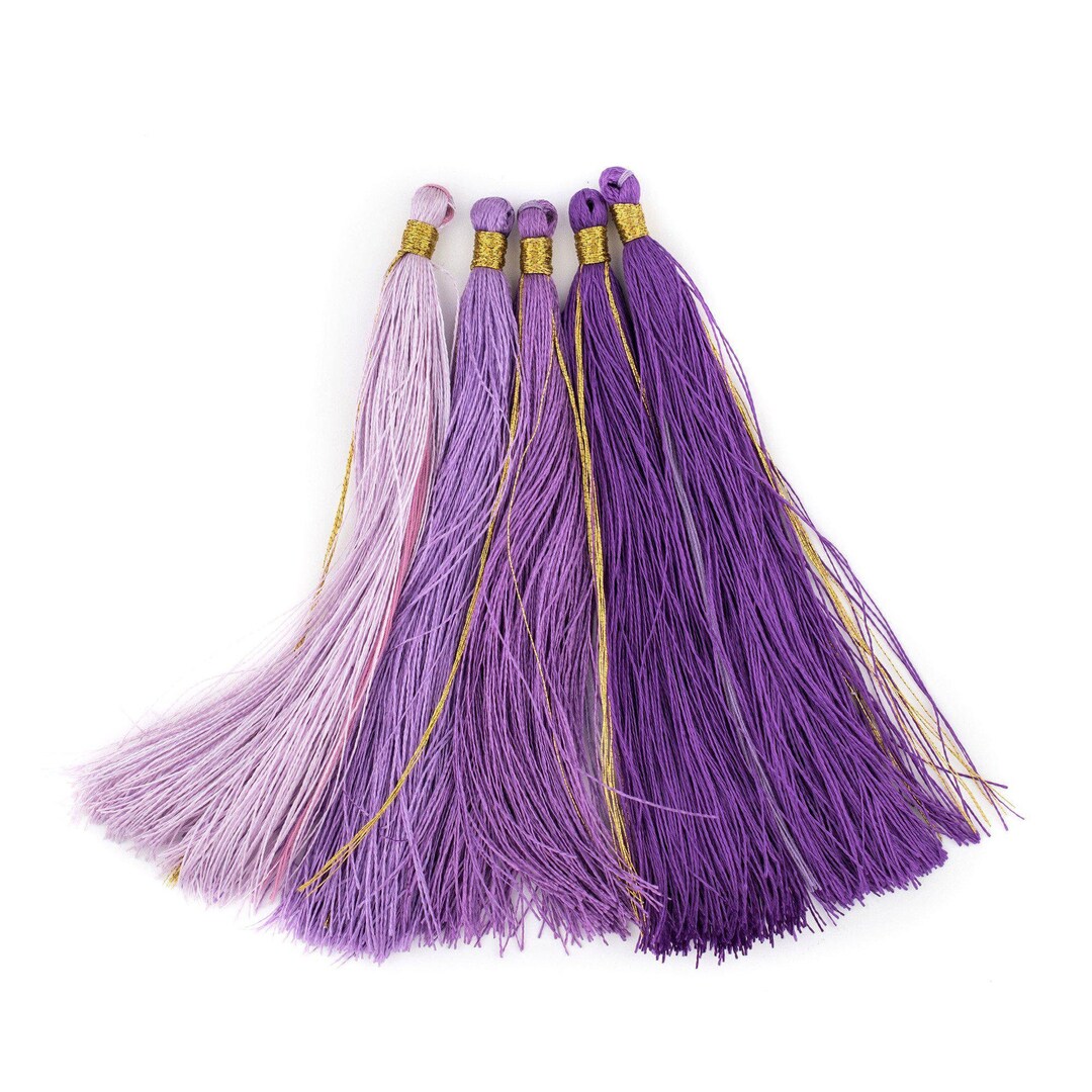 5 Shades of Purple 9cm Silk Tassels 5 Pack: 3.5 Inch Purple Silk Tassel ...