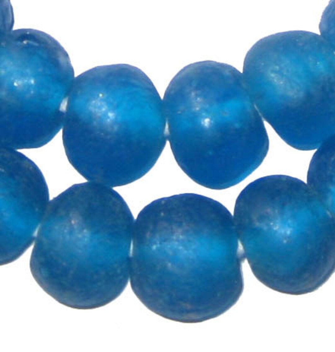 40 Recycled Glass Beads - African Beads - Sapphire Blue - 18mm Round ...