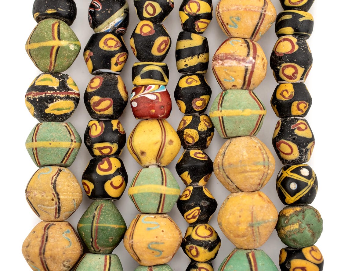 Fancy Mixed Antique Venetian King Beads, Graduated, 30 Inch Strand ...