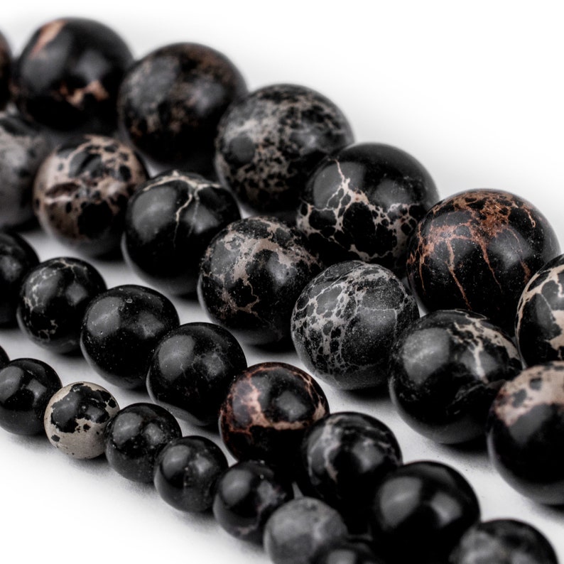 Black Sea Sediment Jasper Beads: Round Gemstone Regalite - Etsy