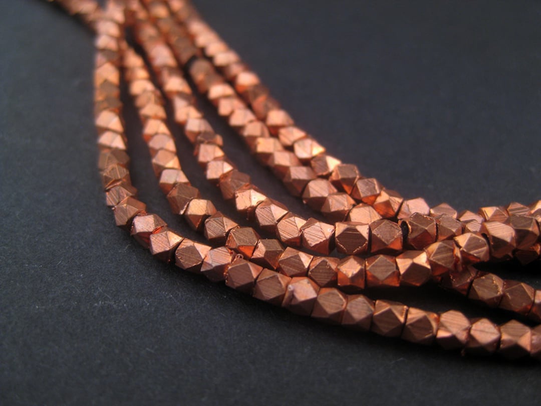 Tiny Copper Beads - 2mm Diamond Cut Faceted Beads - Small Metal Beads ...
