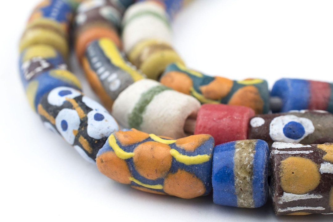 52 Krobo Tribal Beads - African Powder Glass Beads Ghana (KRB-MIX-MIX ...