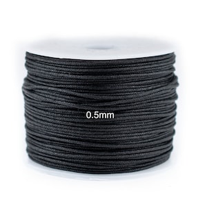 Black Waxed Cotton Cord: Choose 0.5mm 1mm 1.5mm 2mm 2.5mm 3mm, Spool of ...