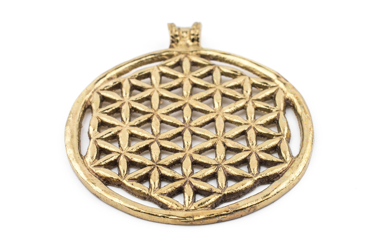 Brass Arabian Lattice Pendant 75x64mm: Weaved Boho Pendant Brass ...