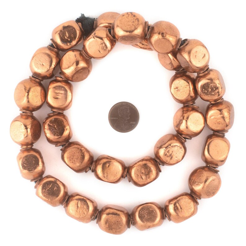 30 Copper Rounded Rectangular Hollow Tribal Beads 18mm: Ethnic Metal ...
