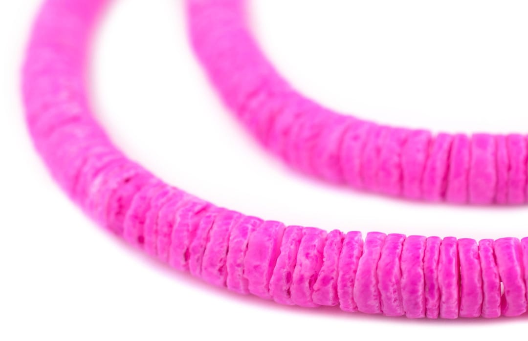 185 Fuchsia Pink Sliced Shell Heishi Beads 8mm: Heishi Shaped Beads ...