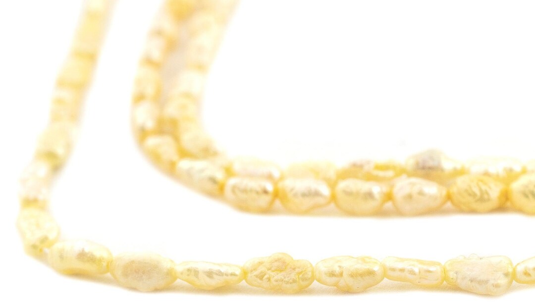 Pastel Vintage Japanese Rice Pearl Beads, Yellow 3mm, 16 Inch Strand ...