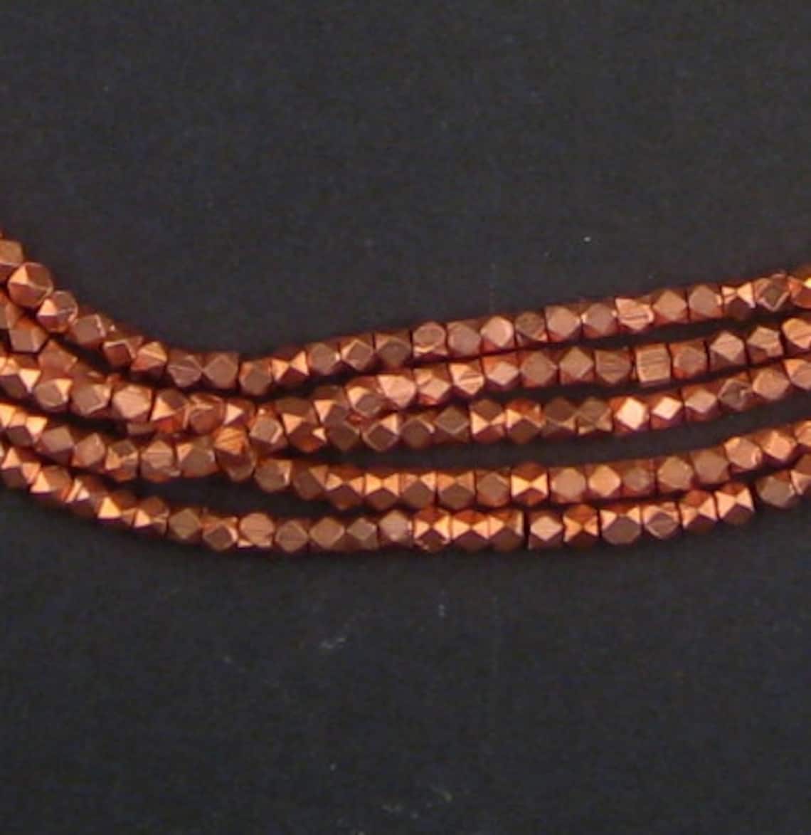 Tiny Copper Beads - 2mm Diamond Cut Faceted Beads - Small Metal Beads ...