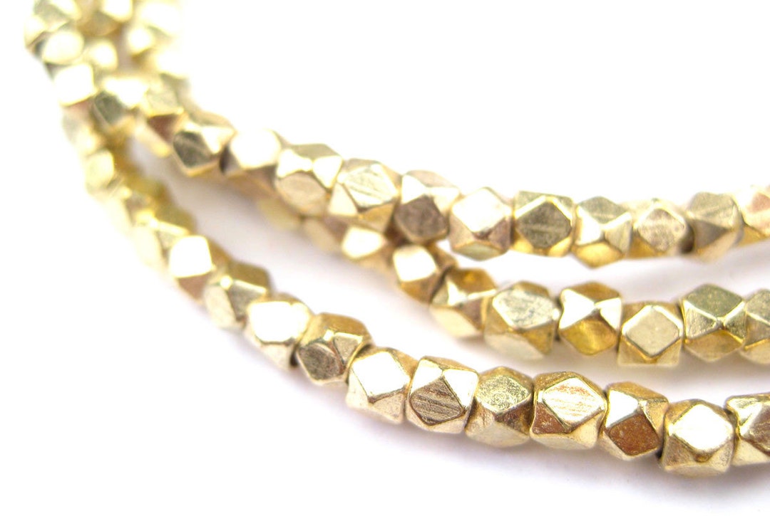 200 Diamond Cut Faceted Gold Color Beads - Gold Faceted Beads - Brass ...