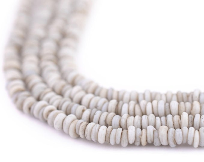 500 Antiqued White Java Glass Heishi Beads: Java Seed Beads Matte Glass ...