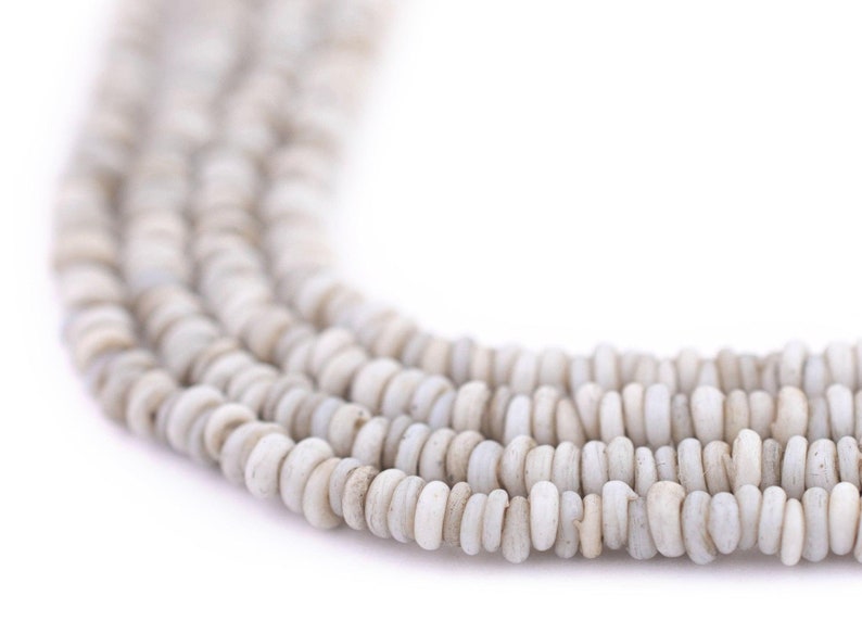 500 Antiqued White Java Glass Heishi Beads: Java Seed Beads - Etsy