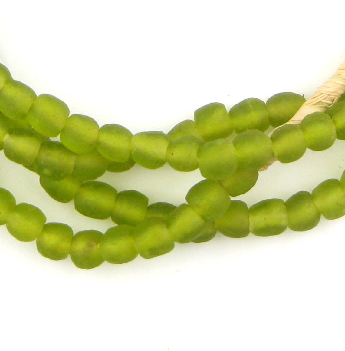 80 Lime Green Recycled Glass Beads - Handmade Glass Beads - Crushed ...