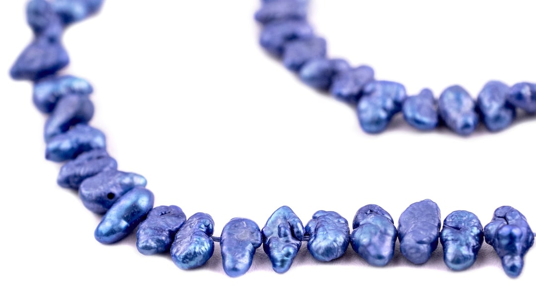Nugget Vintage Japanese Pearl Beads, Blue 6mm, 16 Inch Strand, Artisan ...