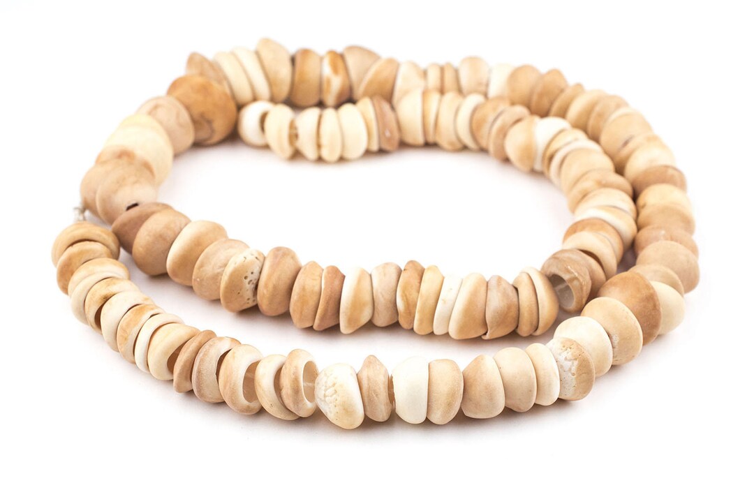 85-100 Natural West African Shell Beads: 18mm Shell Beads Ghanaian ...