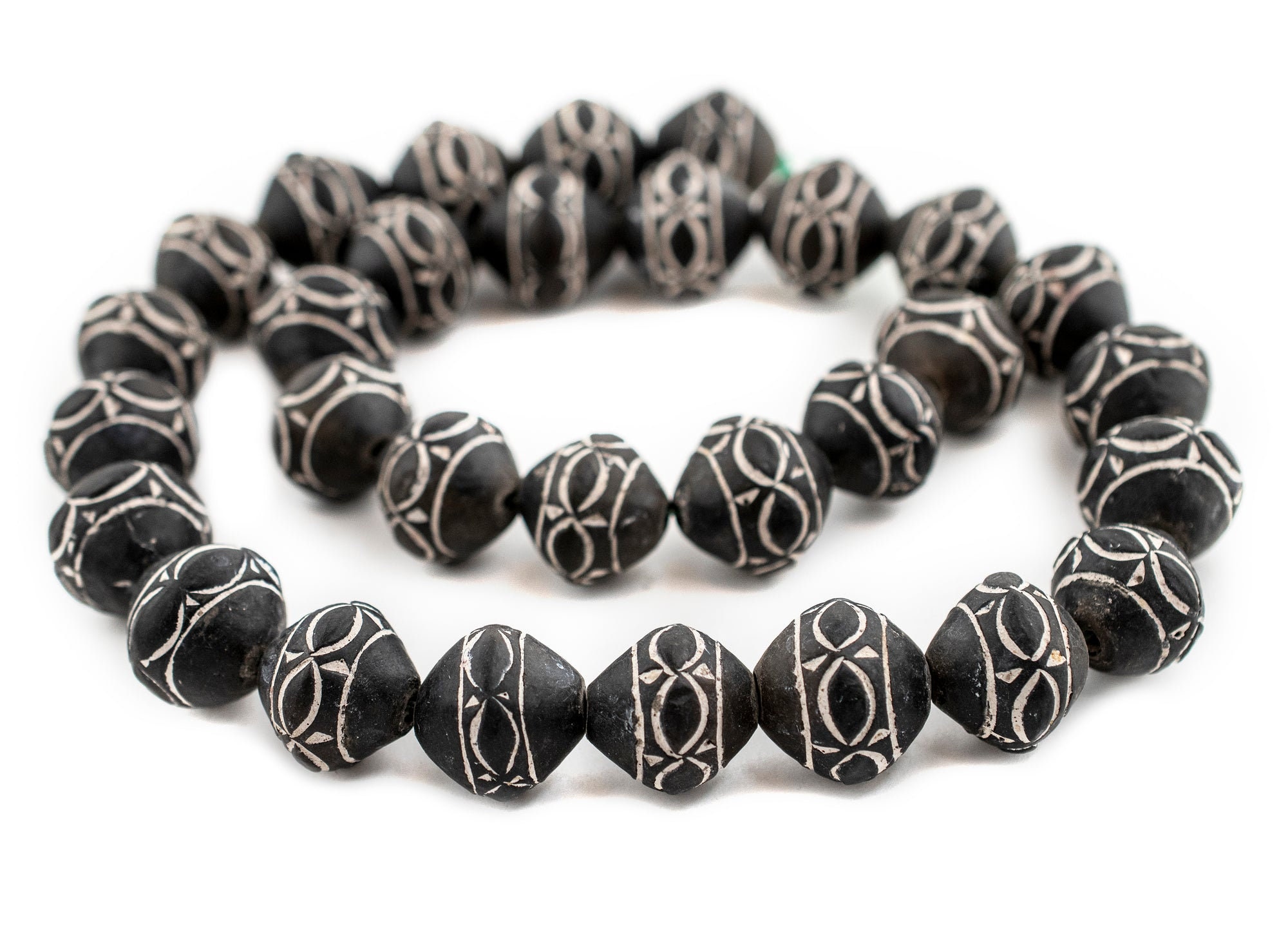 30 Tribal Design Bicone Black Mali Clay Beads 20mm: Terra Cotta Beads ...