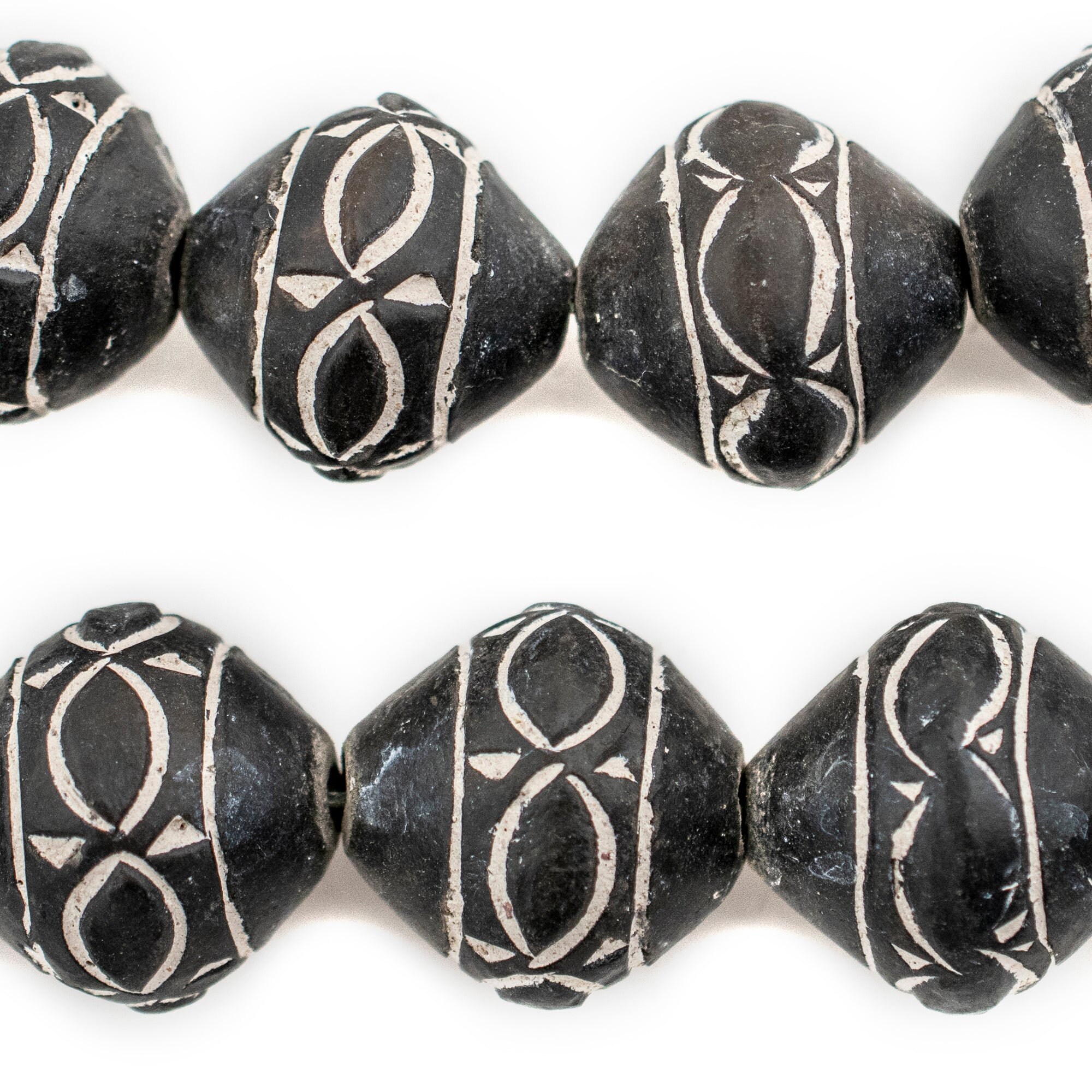 30 Tribal Design Bicone Black Mali Clay Beads 20mm: Terra Cotta Beads ...