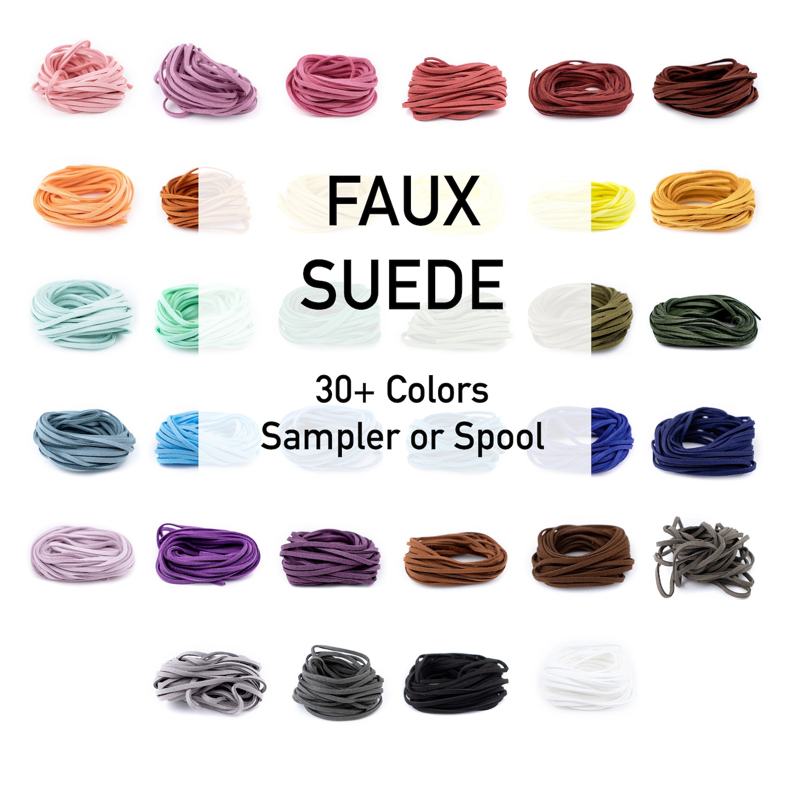 Faux Suede Cord: 3mm Flat Microsuede String, Red Orange Yellow Green ...