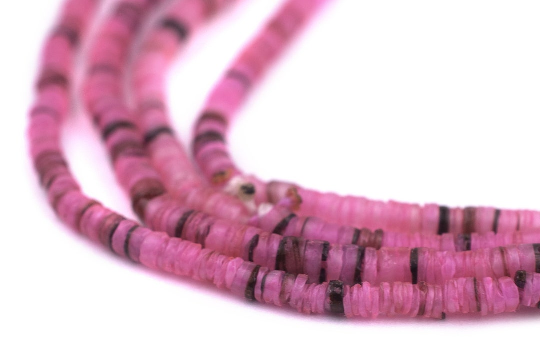 400 Fuchsia Pink Natural Shell Heishi Beads 3mm: Genuine Shell Beads ...