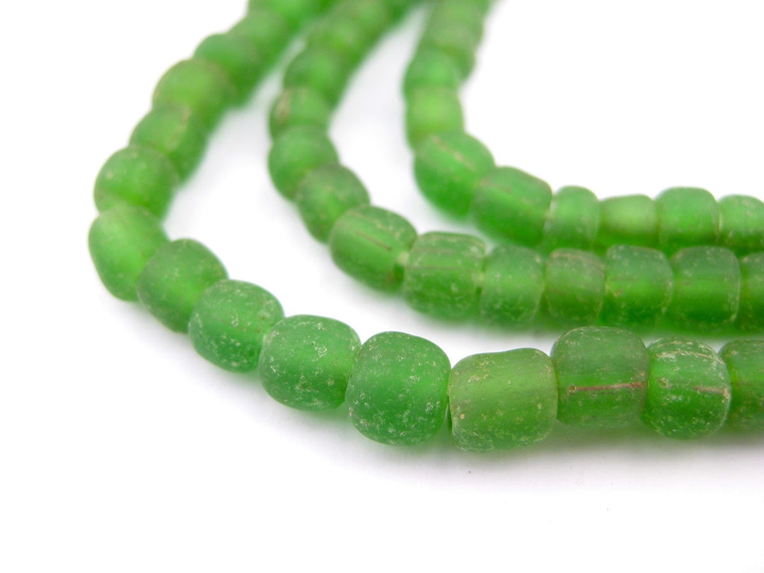 115 Green Java Glass Beads - Handmade Glass Beads - Glass Nugget Beads ...