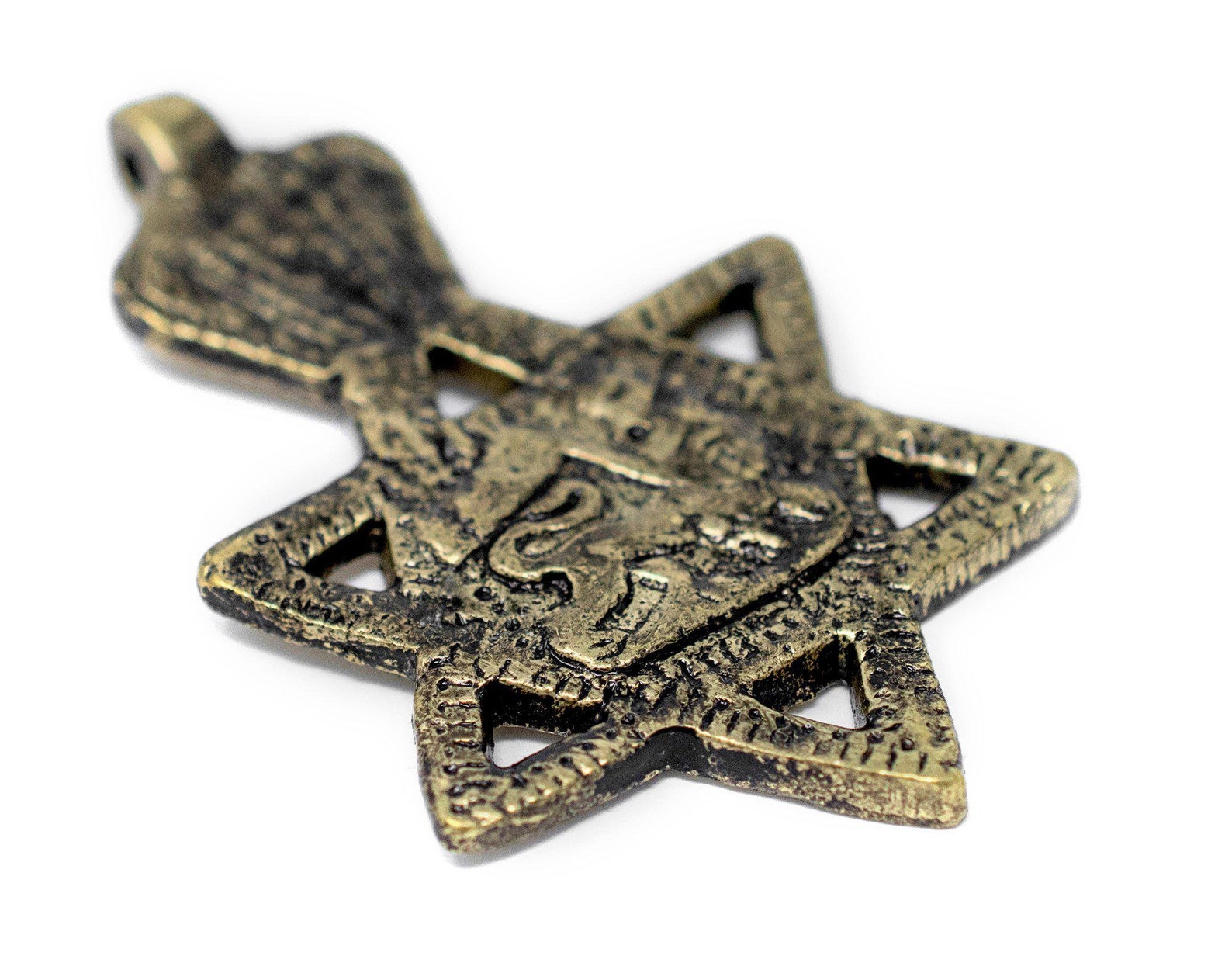 Brass Lion of Judah Star Pendant 62x38mm: Ethiopian Rasta Star of David ...