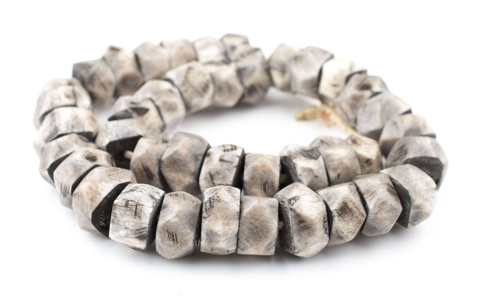 40 Grey Bone Beads: Faceted Shaped Beads Rustic Bone Beads Kenya Trade ...