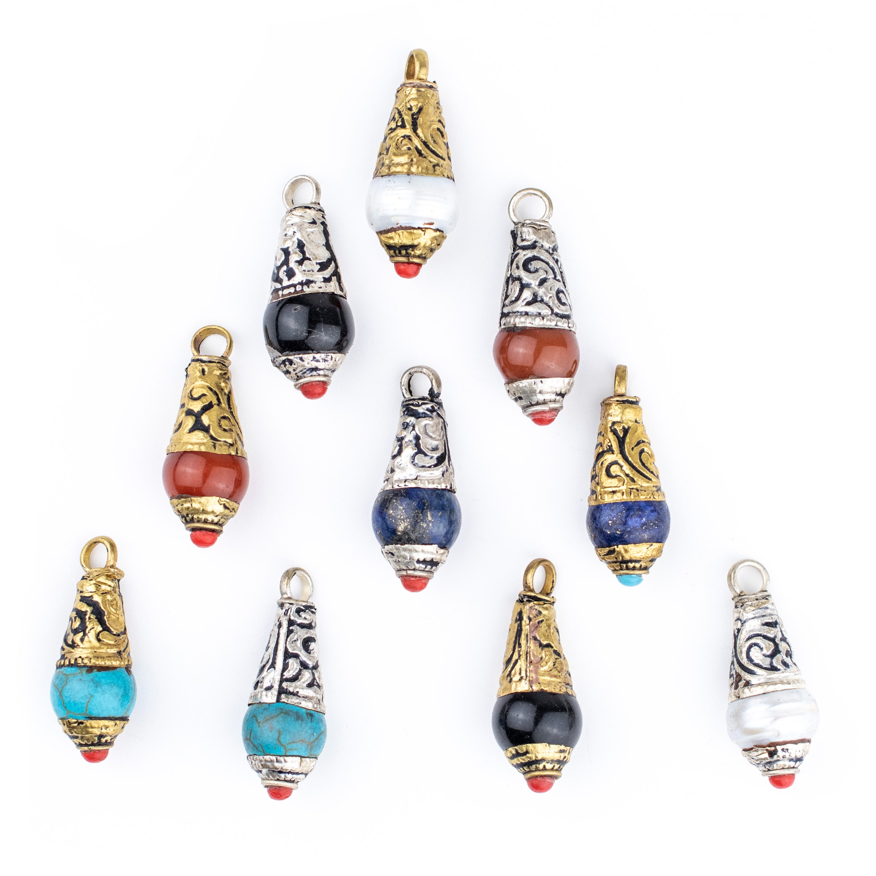 Capped Gemstone Locket Pendant: Nepali Stone Charm With Silver or Brass ...